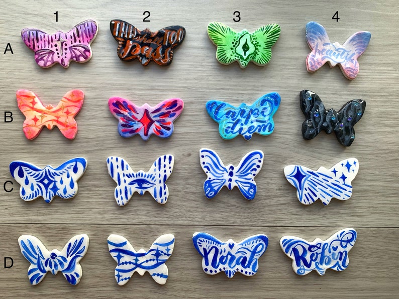 Butterfly Magnet, Clay Magnet Butterflies, Personalised, Name Magnet ...