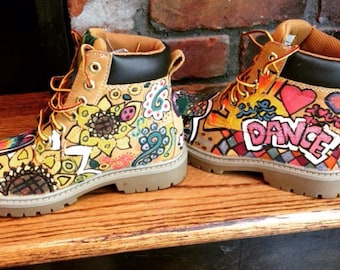 Painted timberlands | Etsy