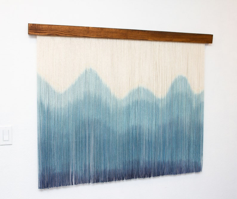 Dip Dye Macrame Wall Hanging, Blue Macrame Wall Hanging, Macrame ...