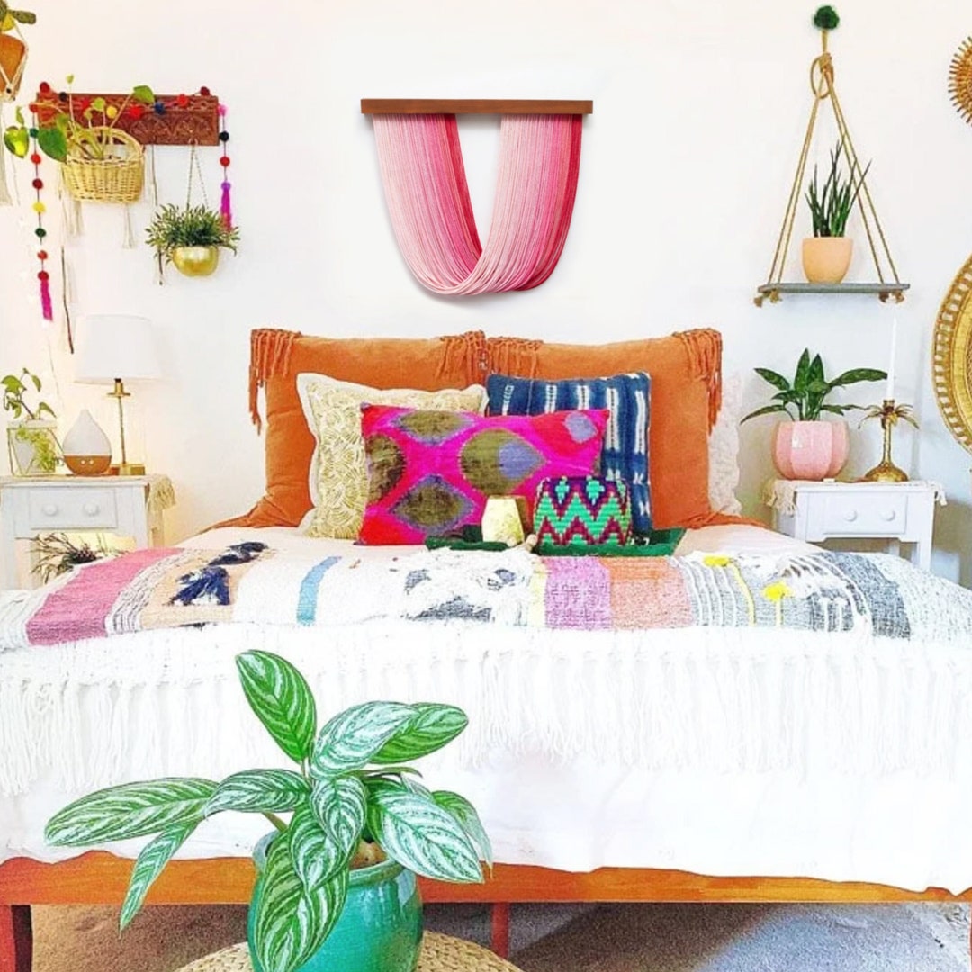 Dip Dye Macrame Wall Hanging, Hot Pink Macrame Wall Hanging, Pink Ombre ...