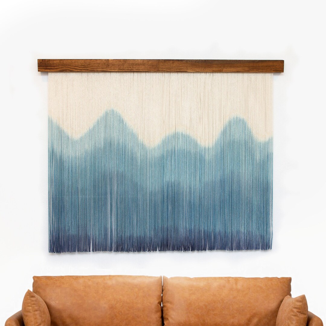 Dip Dye Macrame Wall Hanging, Blue Macrame Wall Hanging, Macrame ...