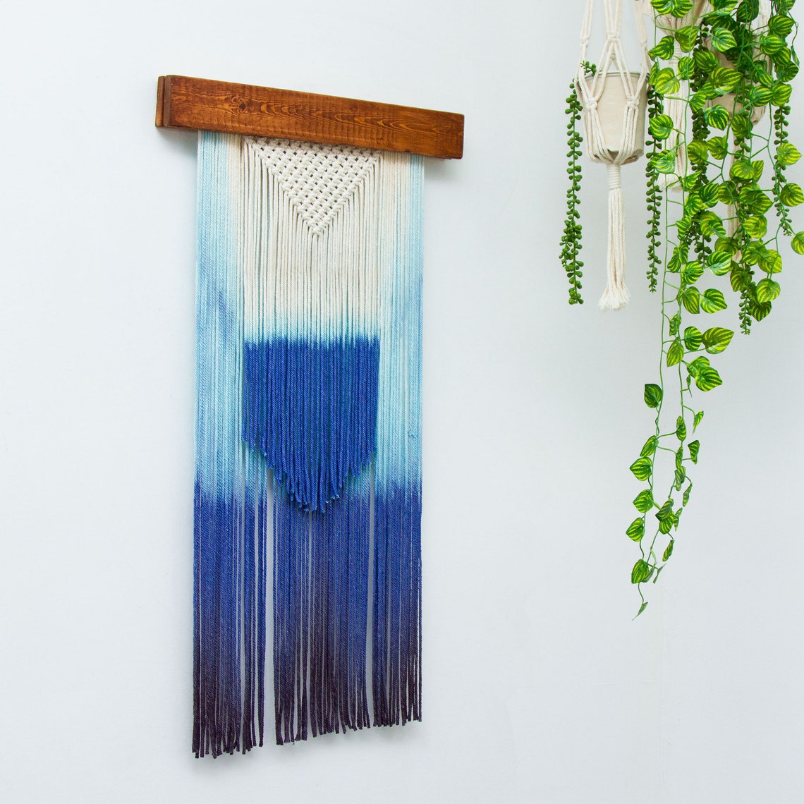 Dip Dye Macrame Wall Hanging Blue Ombre Macrame Wall Hanging | Etsy