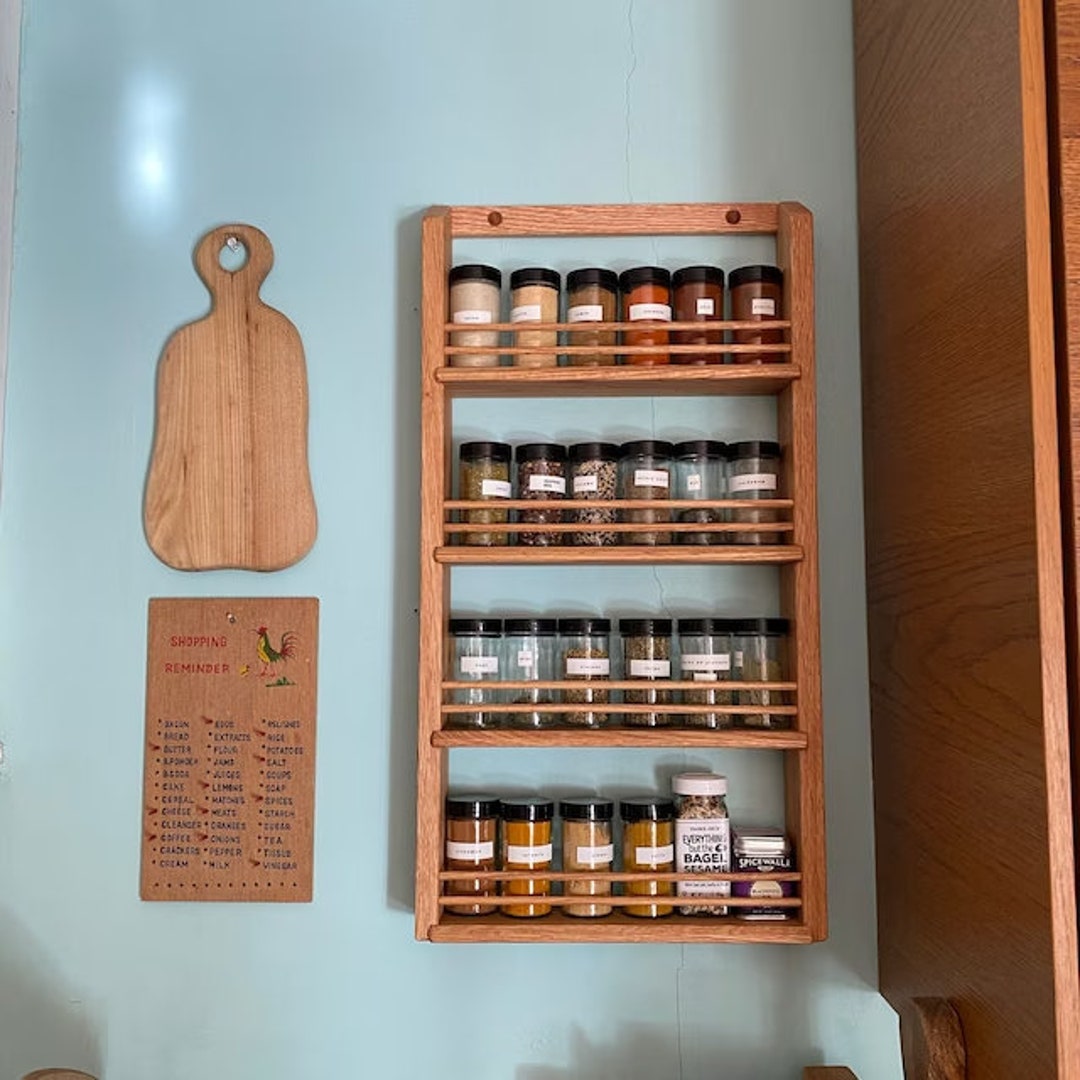 Oak Wooden 4 Shelf Classic Spice Rack - Etsy