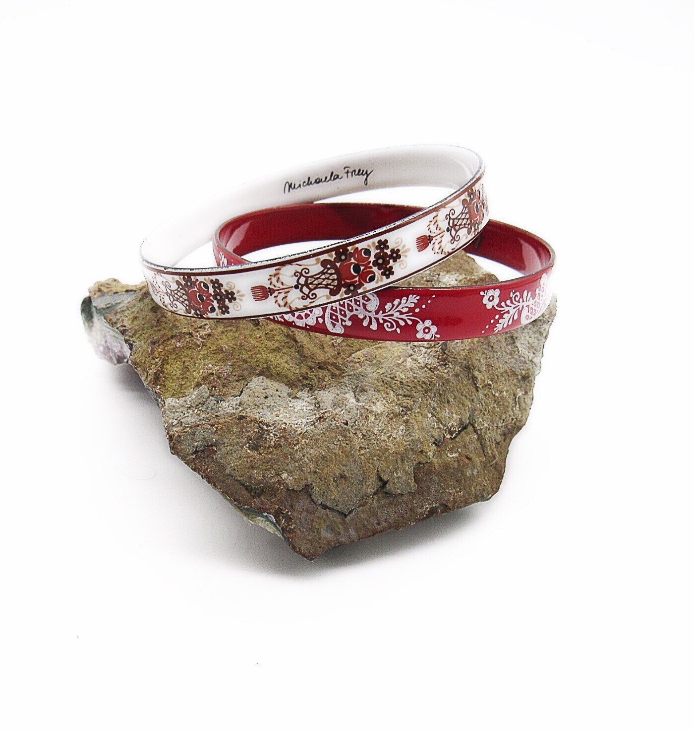 Michaela Frey of Austria vintage hand painted enamel signed bangle ...