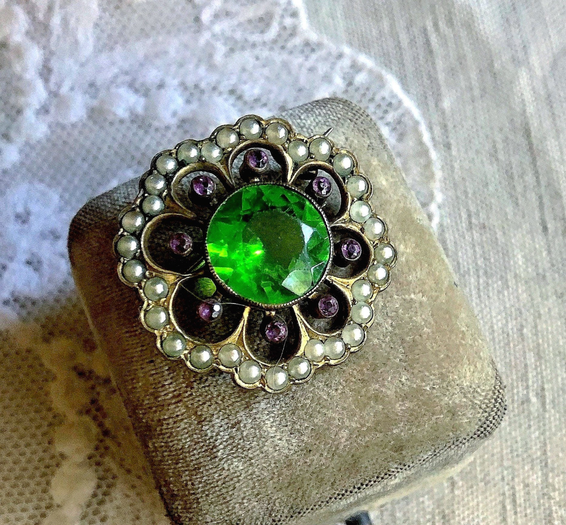 Unique antique Victorian Aesthetic gold rolled faceted Paste Stone ...