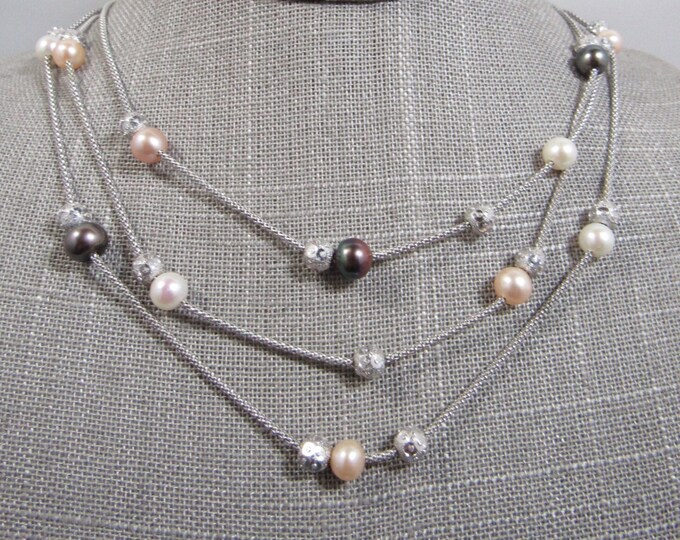 Designer Frederic Duclos Retired Multi Strand Sterling Silver Gray and ...