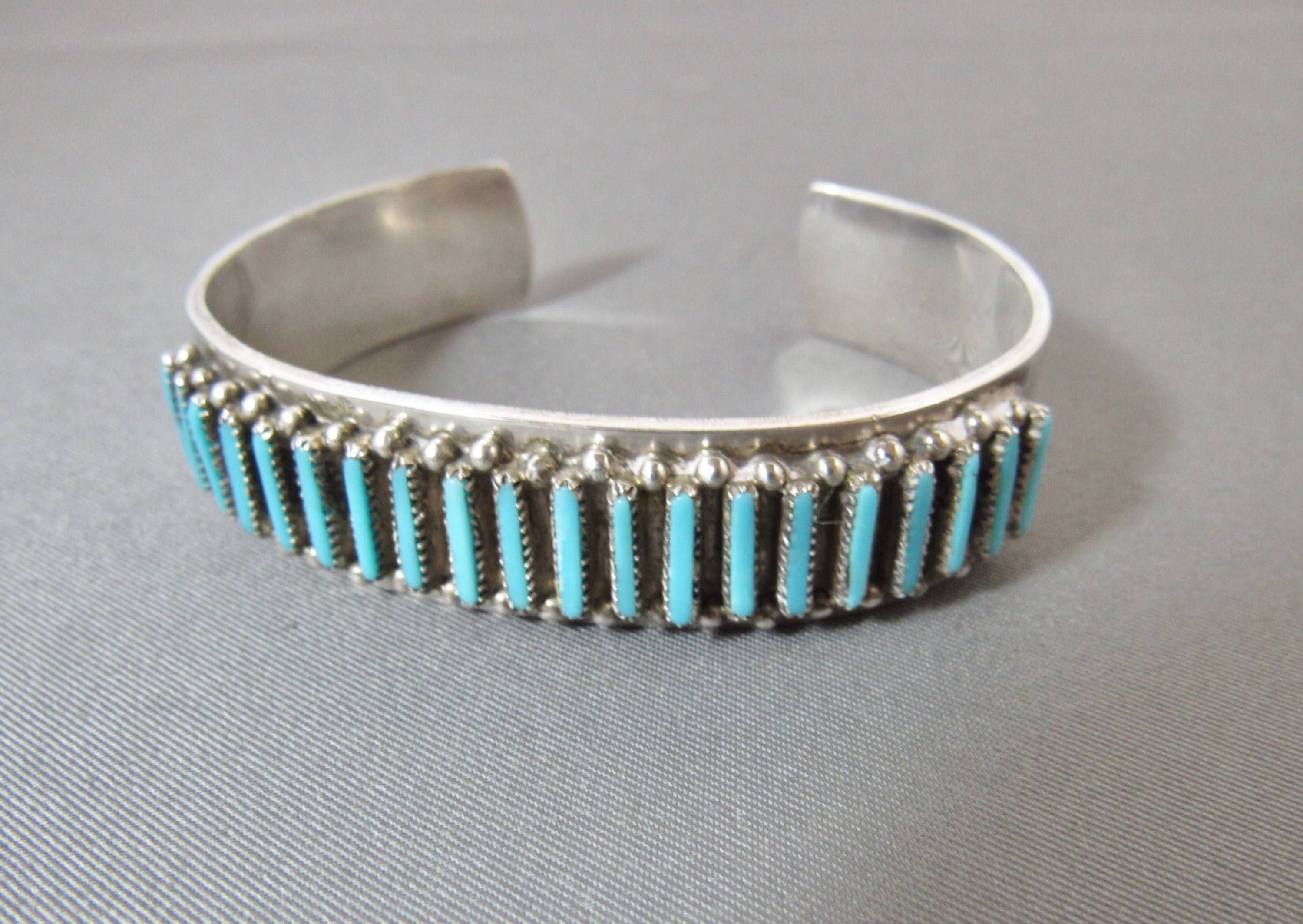 Stunning vintage Zuni petit point/needlepoint handcut sterling silver ...