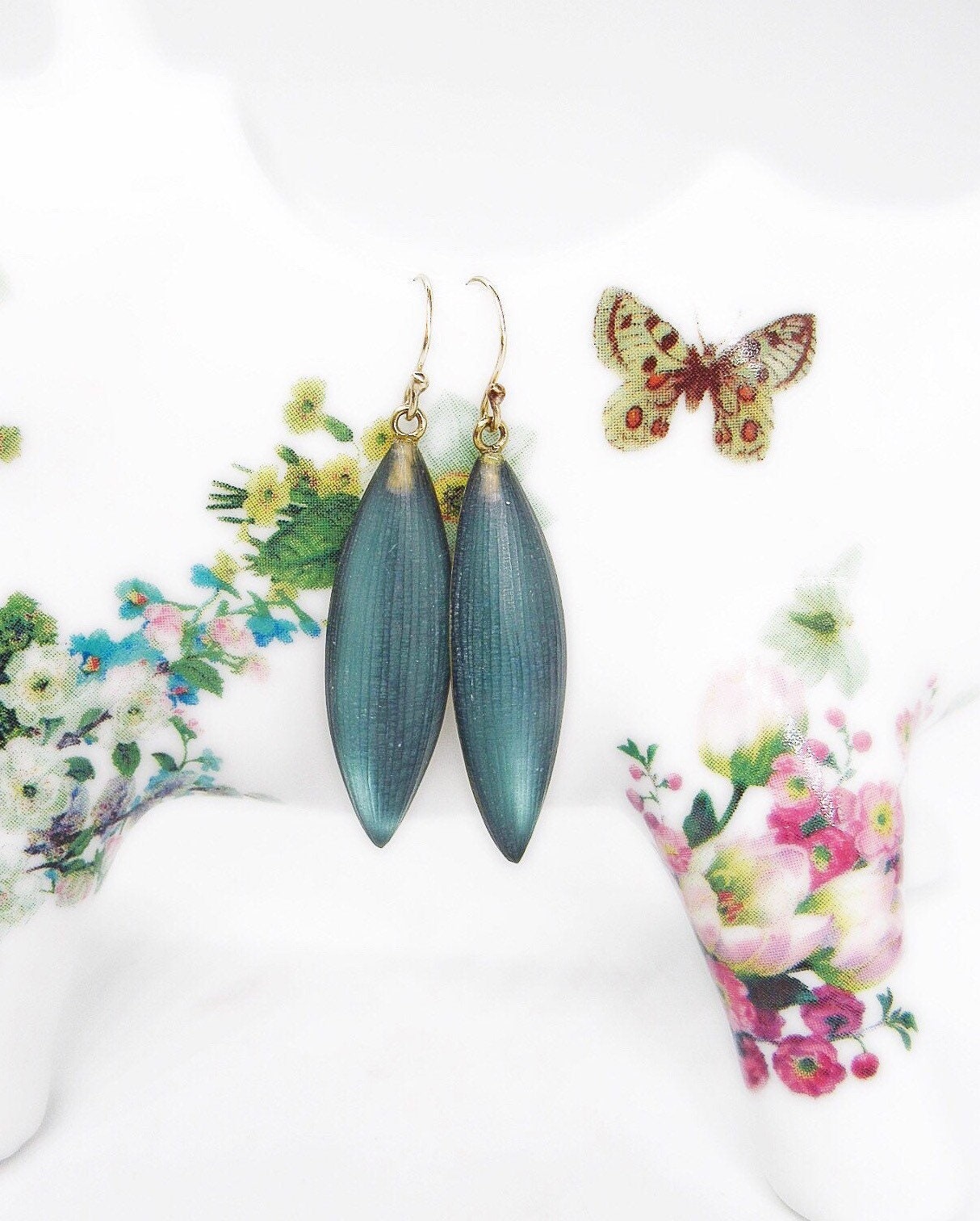 Alexis Bittar Vintage retired gold plated translucent handcrafted Teal ...