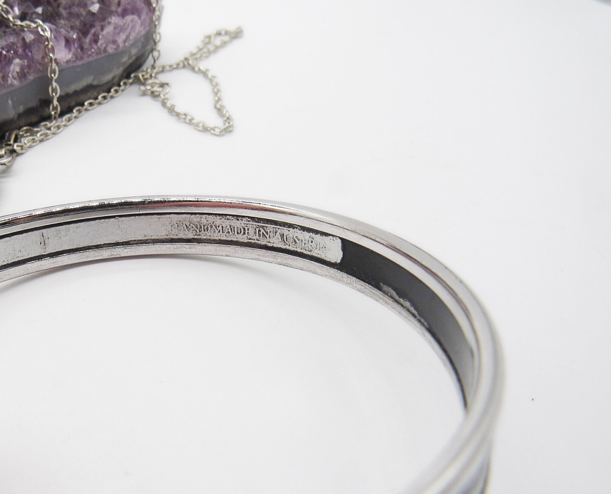 Michaela Frey vintage silver tone decorative enameled signed locket and ...