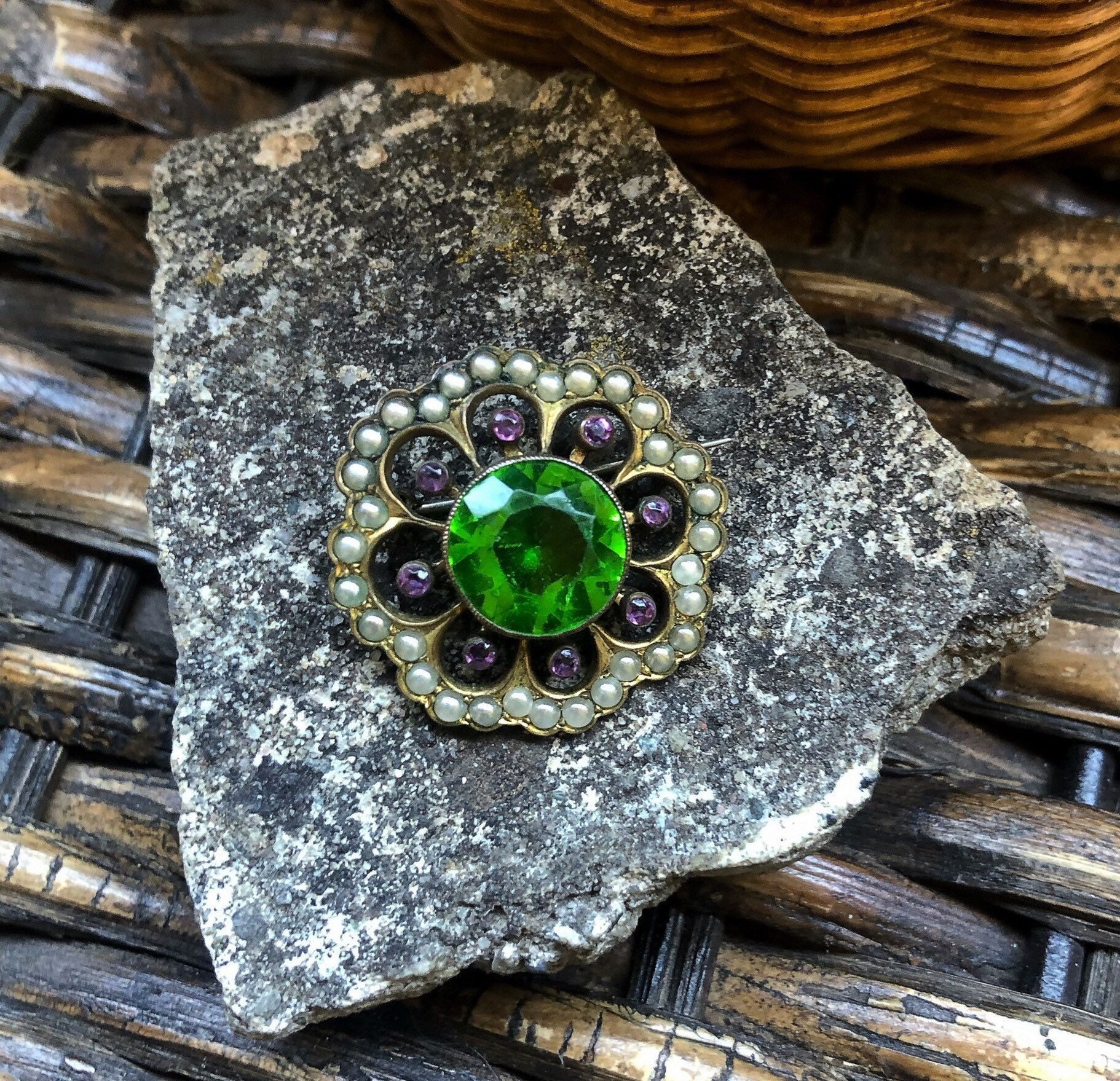 Unique antique Victorian Aesthetic gold rolled faceted Paste Stone ...