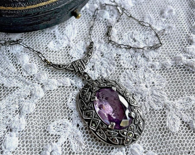 Lovely Vintage 1930s Art Deco Sterling Silver Faceted Paste Stone ...
