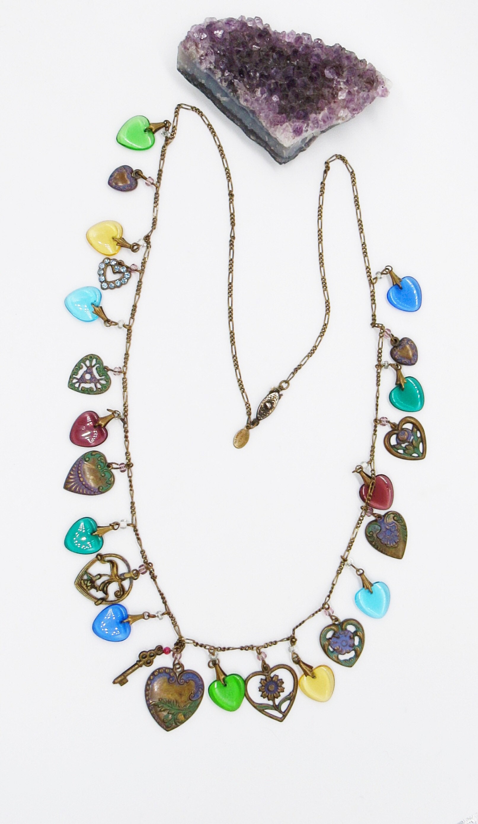 Amazing Glass Works Studio Ltd. vintage circa 1980s antiqued brass and ...