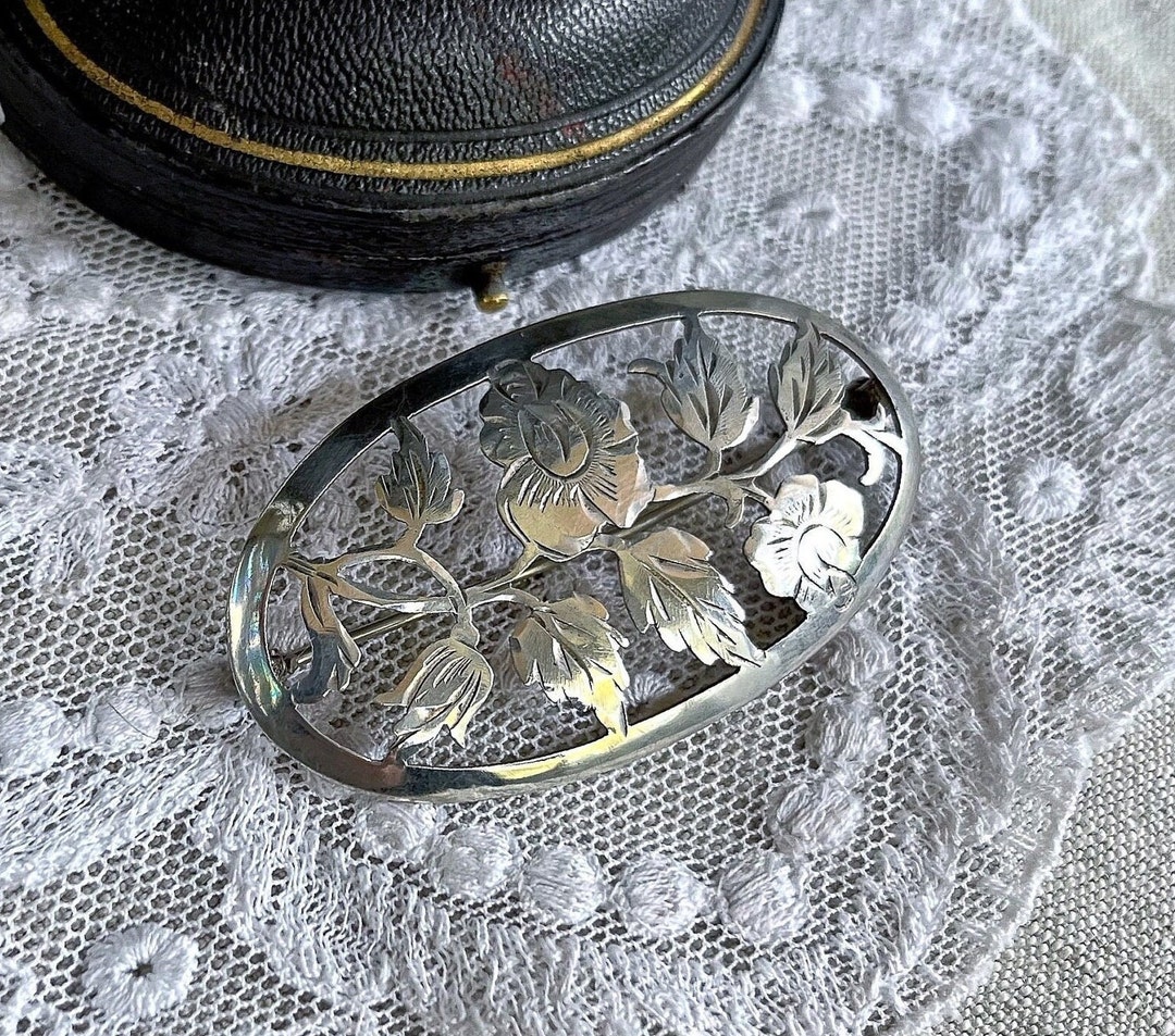Vintage German Austrian 1940s 835 Old European Silver Handarbeit Floral ...