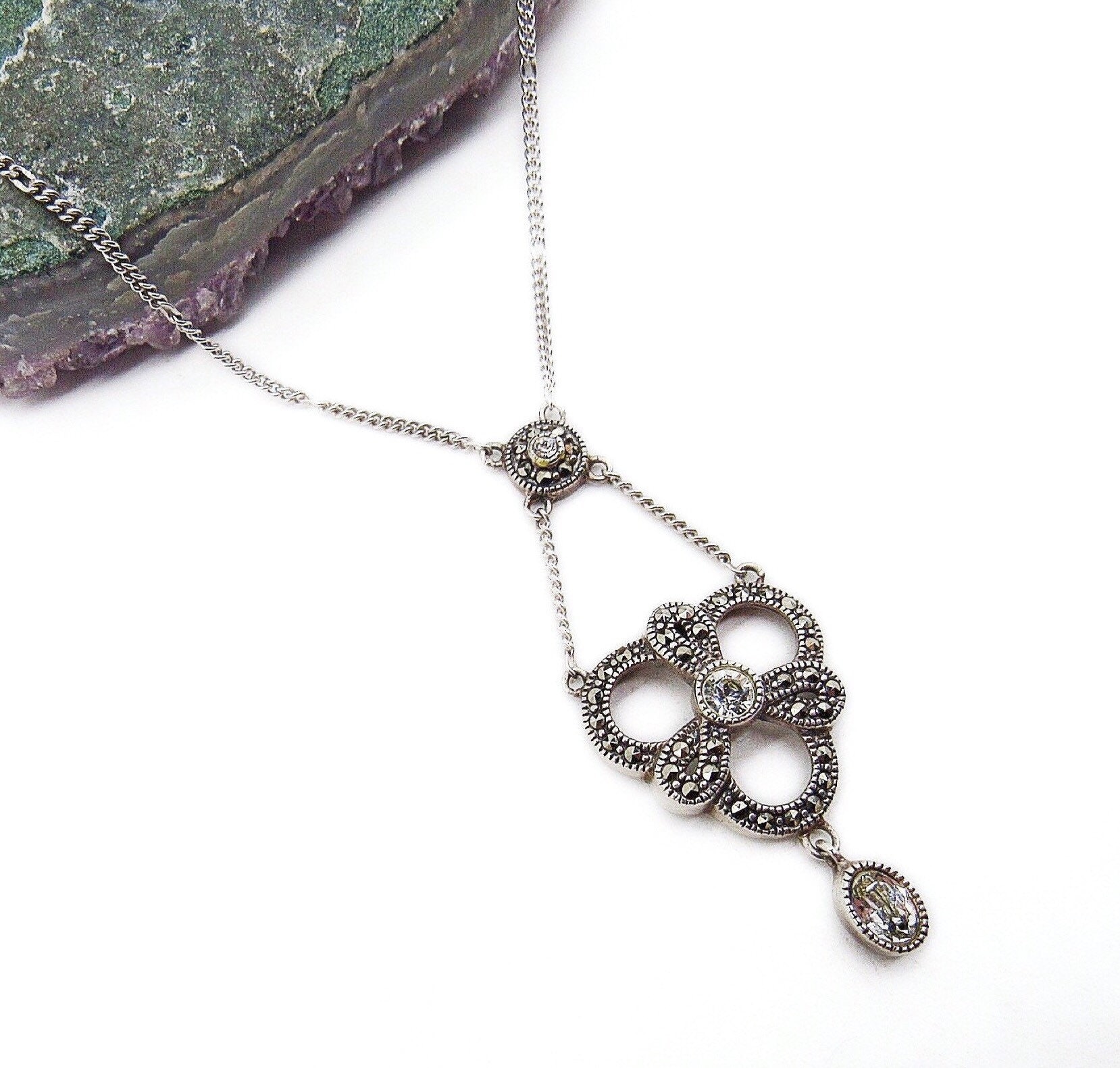 Vintage Judith Jack Art vintage Sterling Silver faceted Art Deco ...