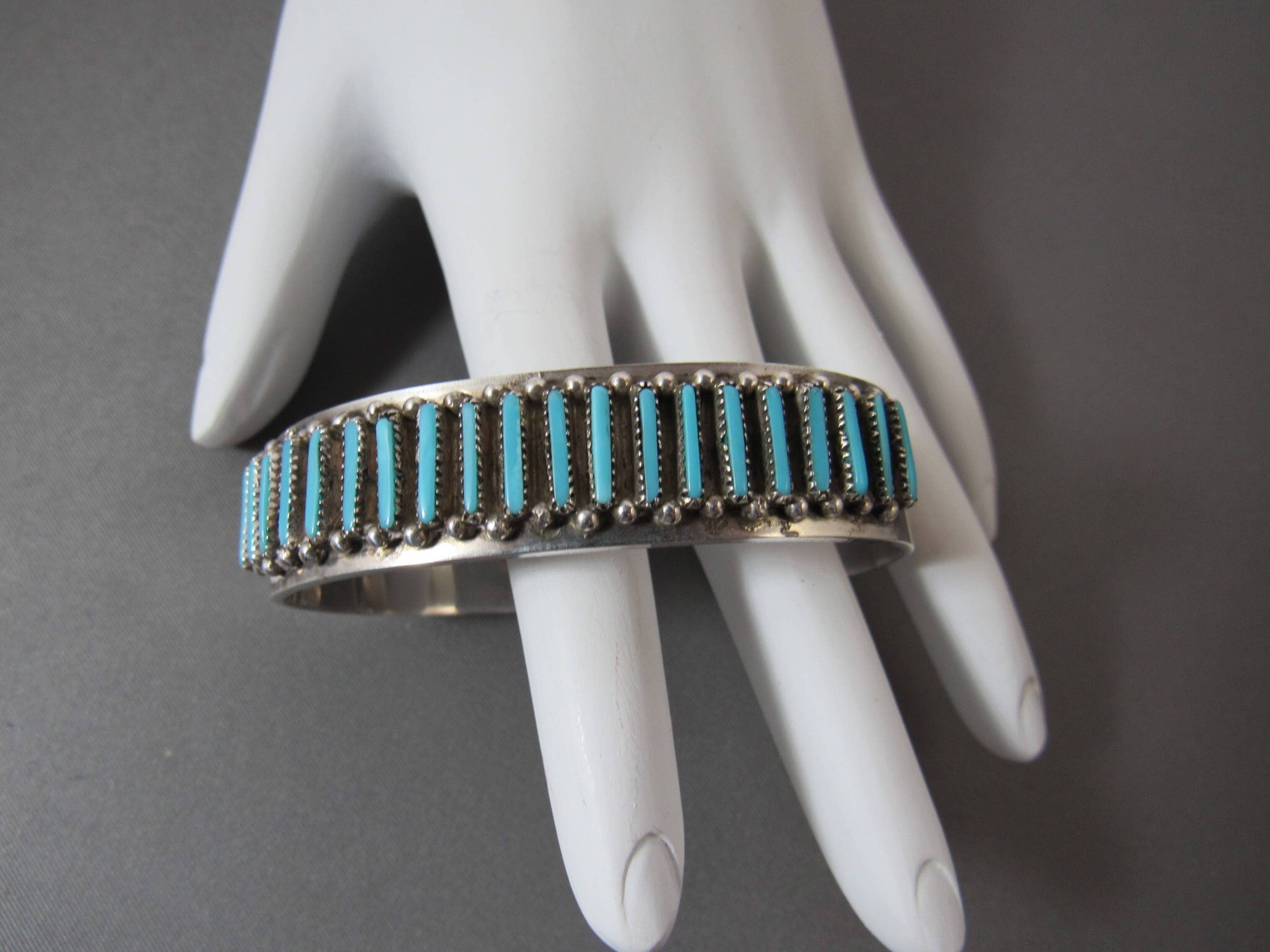 Stunning vintage Zuni petit point/needlepoint handcut sterling silver ...