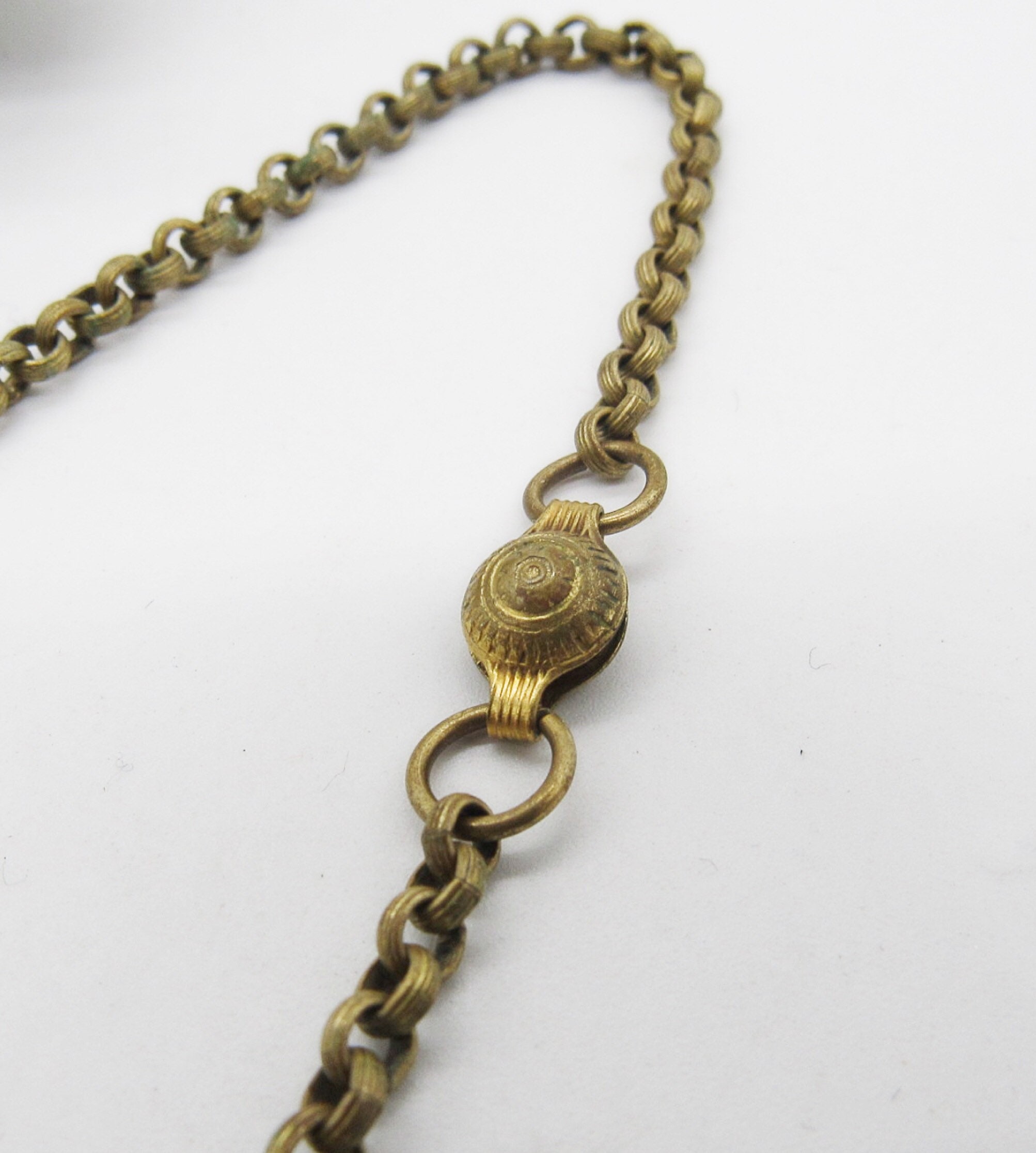 1930s Czech Glass Layered Brass Floral Filigree Ornate Vintage Festoon