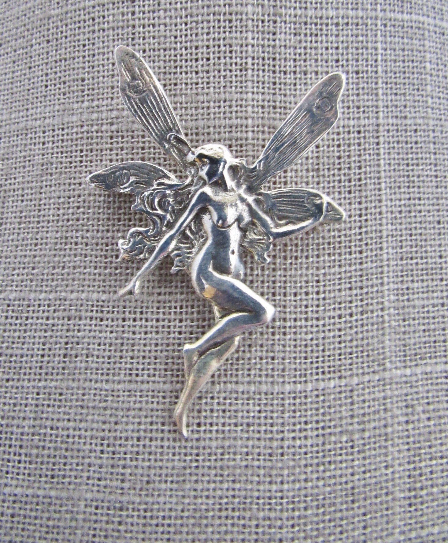 Art Nouveau sterling silver 925 fairy nymph brooch adorable
