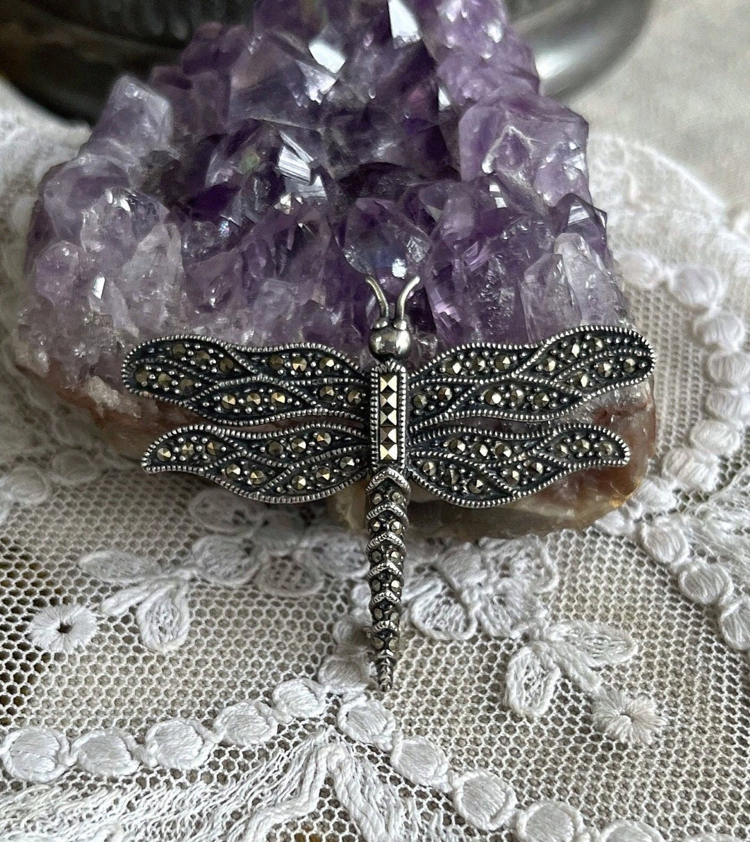 Vintage Art Deco Judith Jack Sterling Silver Dragonfly Motif - Etsy