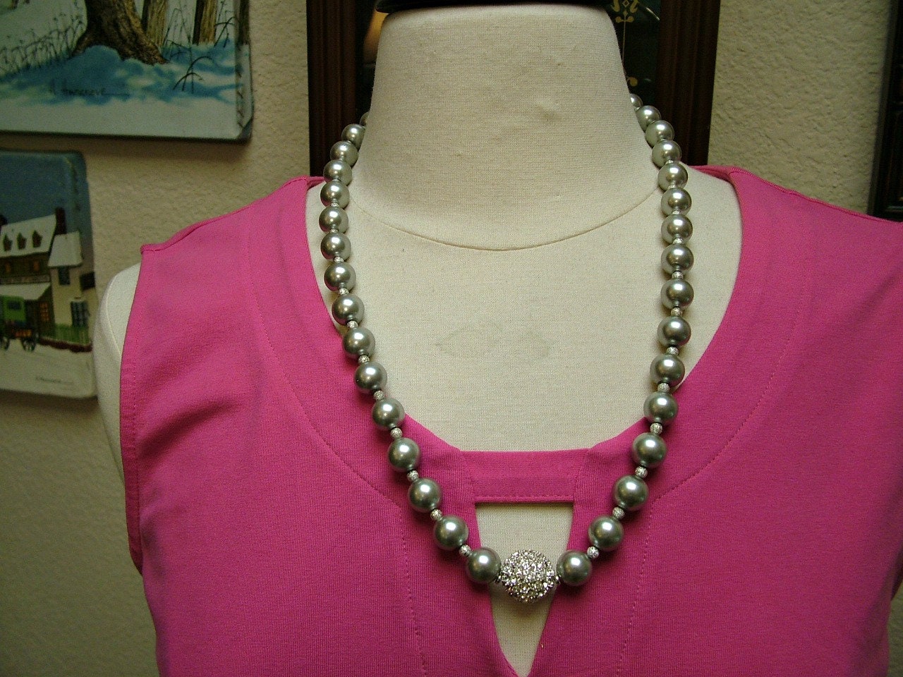 Vintage Elegance 1980's Chunky Silver Gray Glass Faux - Etsy