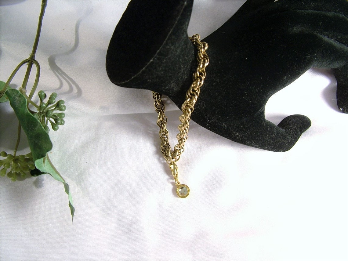 Vintage 70's 12kt Gold Filled Fancy Rope Chain Signed Charm Bracelet - Etsy