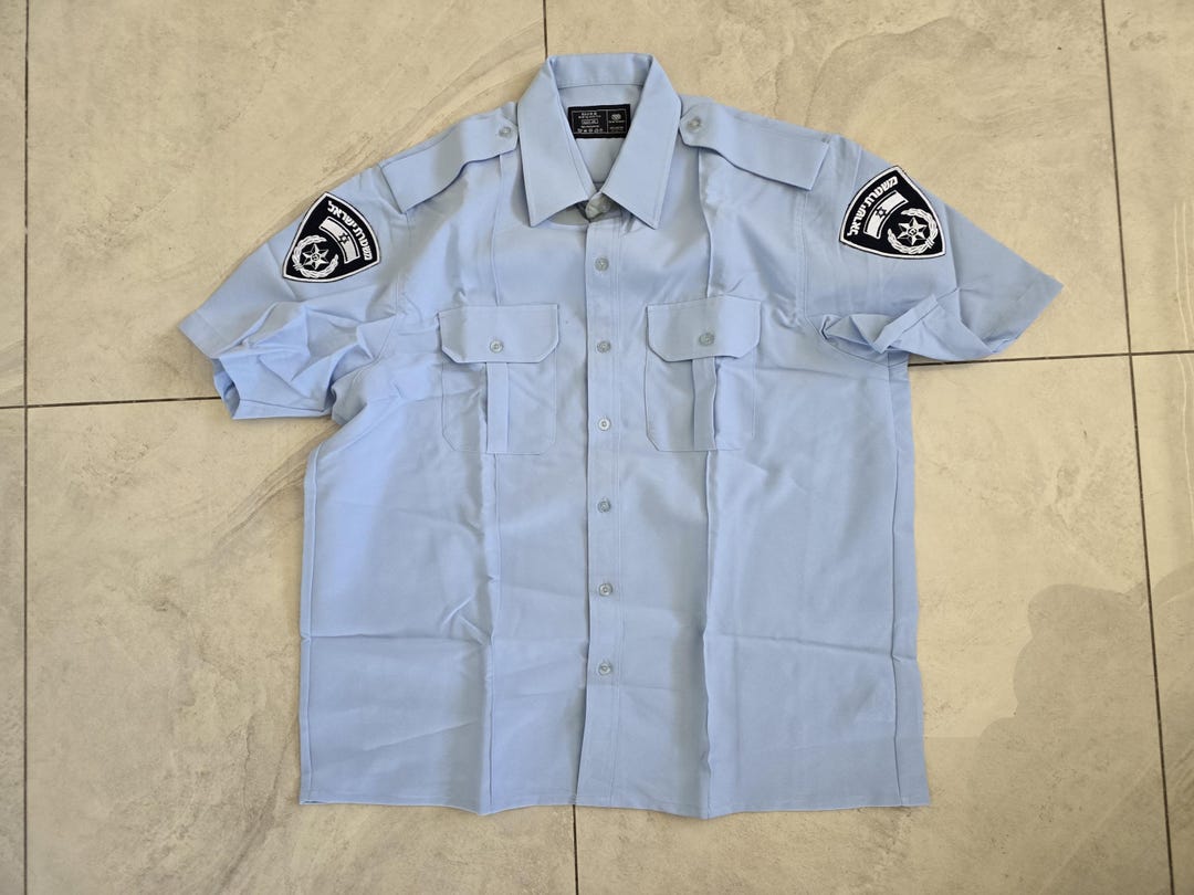 Genuine OBSOLETE Israeli Police Uniform Shirt + Patches Size Xl FREE ...