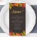 Fall in Love Menu Card, Fall Engagement Party Menu ,printable Digital ...