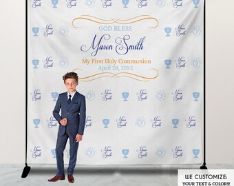 First Communion Photo Booth Backdrop Custom Step and Repeat | Etsy