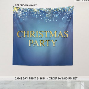 Blue Christmas Party Backdrop, Festive Holiday Banner, Vinyl Decor - Etsy