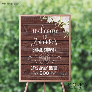 Rustic Bridal Shower Welcome Sign, White Flowers Decor , Rustic Wedding ...