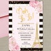 French Birthday Invitation BLACK and WHITE Stripes Paris Ooh Lala Gold ...