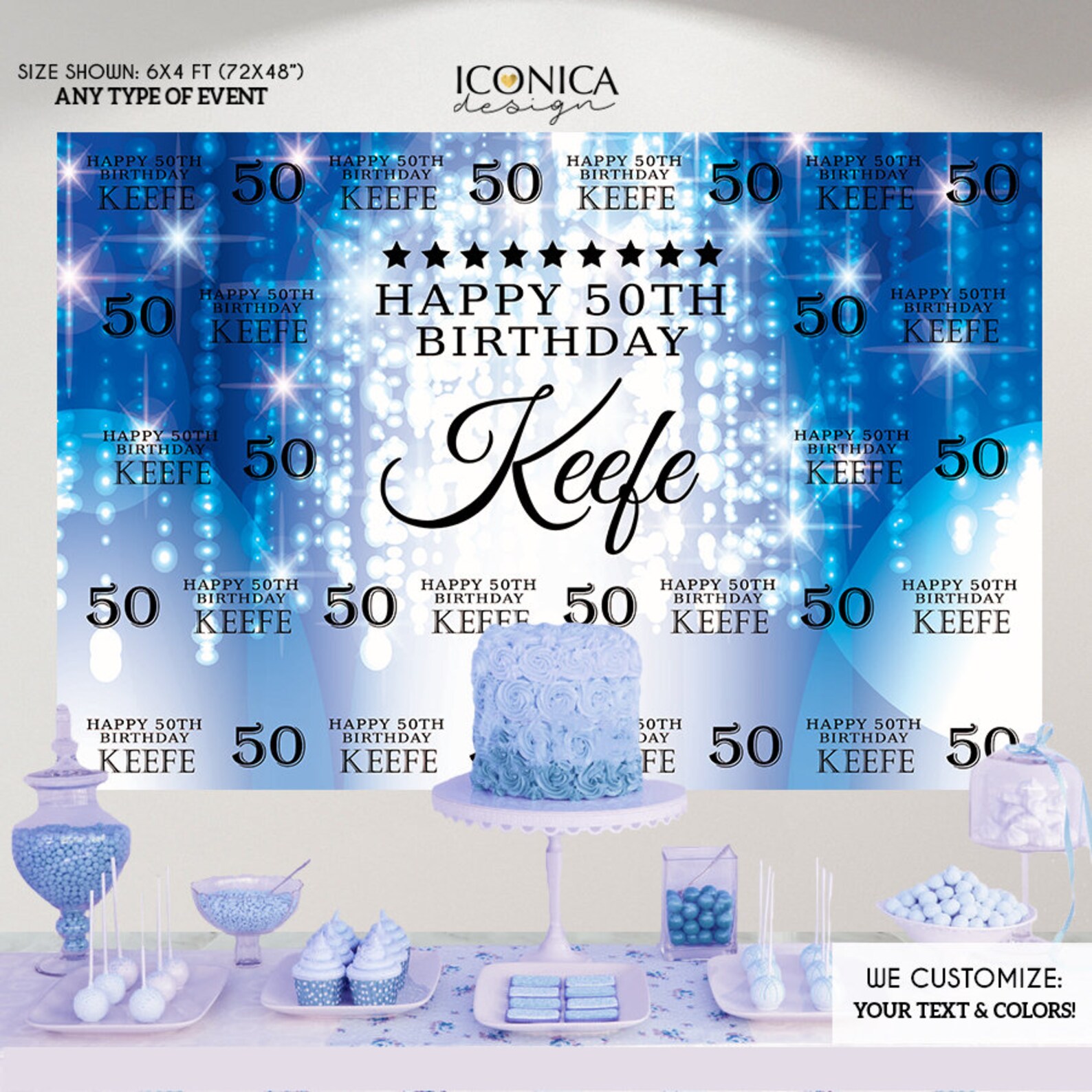 Photo Booth Backdrop 50th Birthday Custom Step and Repeat - Etsy