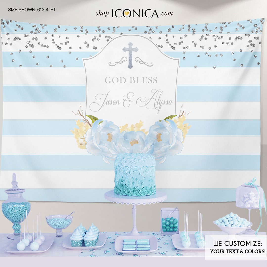 Baptism Backdrop, First Communion Banner Decorations, Personalized ...