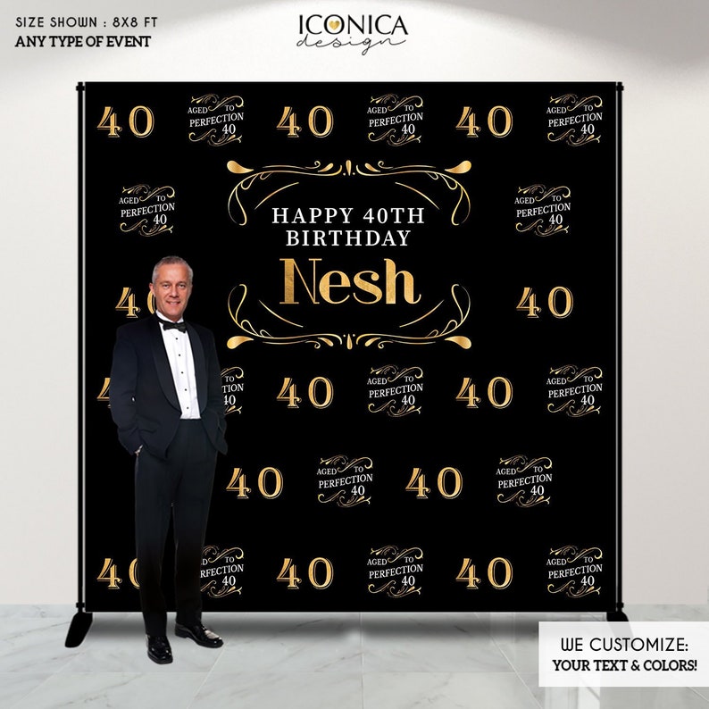 40th Birthday Backdrop Aged to Perfection Custom Step and - Etsy