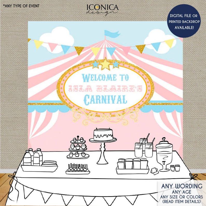 Carousel Banner Carnival Banner Circus Party Backdrop Pastel | Etsy