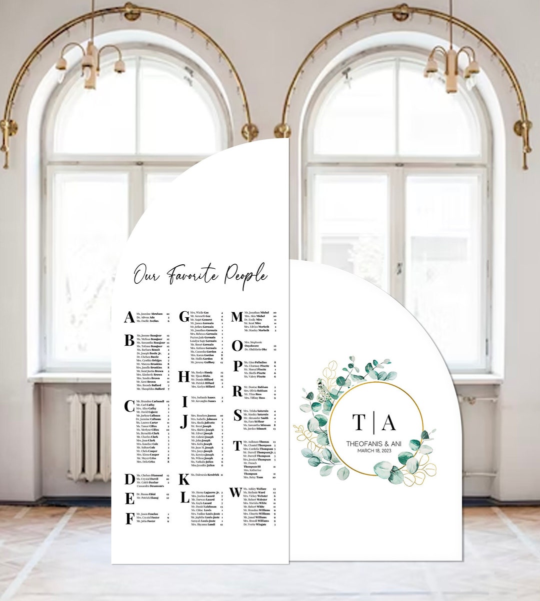 Seating Chart Wedding Large Arch Signs,half Arched Panel or Full Arch ...