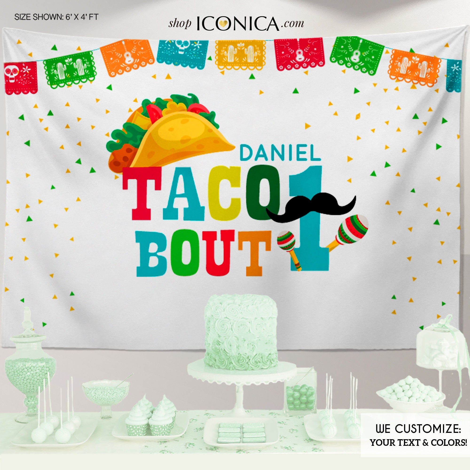 Taco about one Backdrop Fiesta themed 1st Birthday Backdrop | Etsy