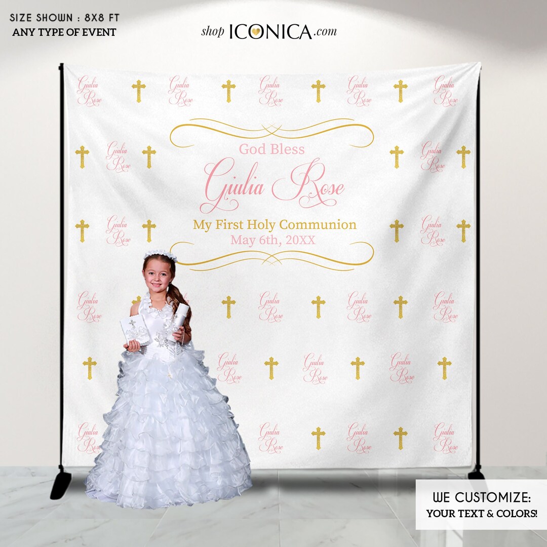 First Communion Photo Booth Backdrop, Custom Step and Repeat Backdrop ...