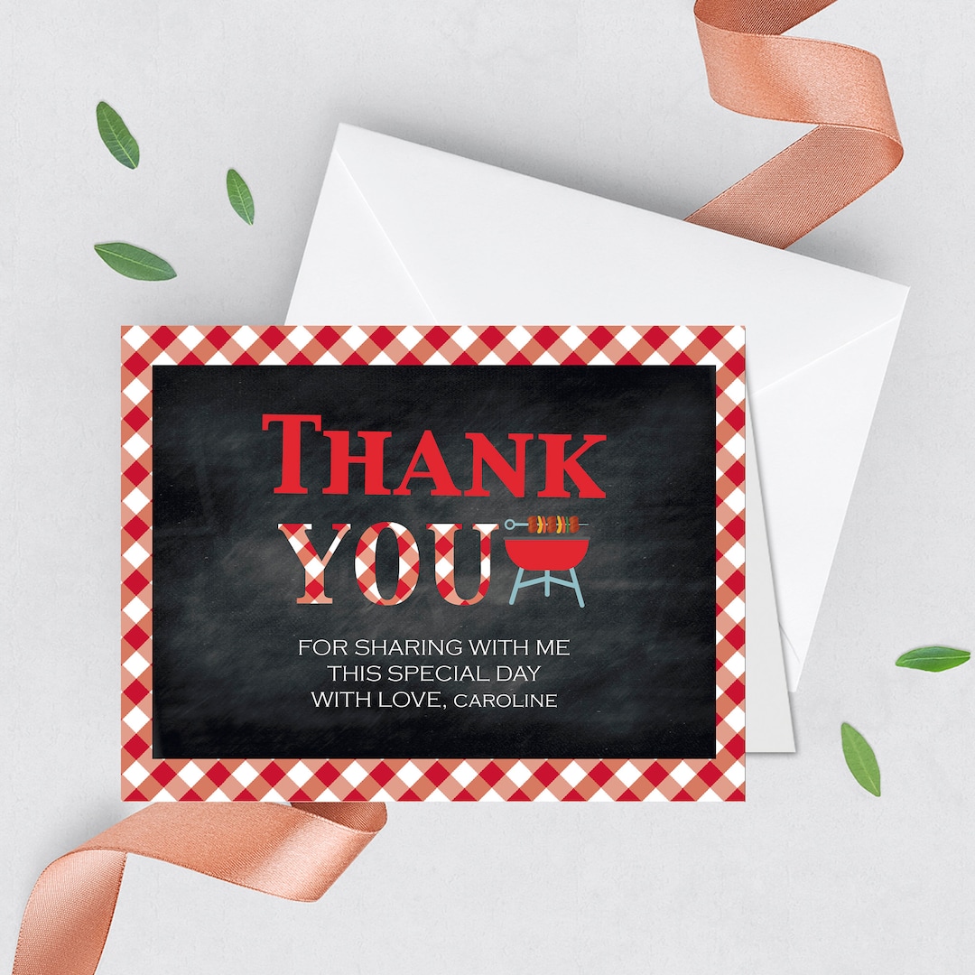 BBQ Theme Thank You Cards Set of 10 A2 Folded Cards Printed, BBQ Summer ...