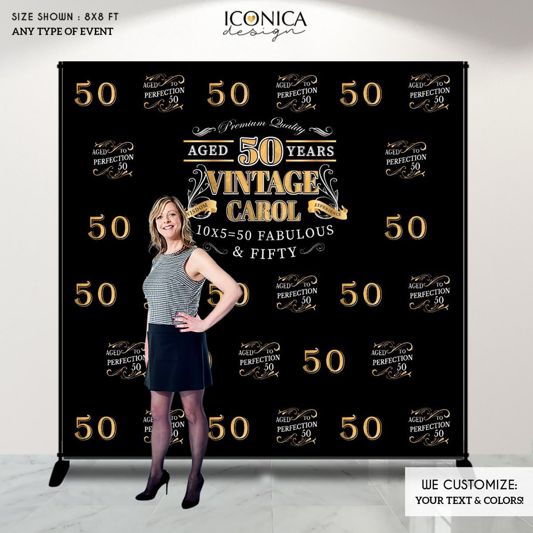 50th Birthday Backdrop, 50 and Fabulous Custom Step and Repeat ...