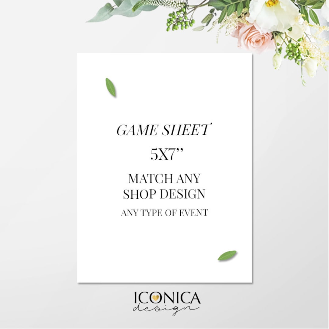 Game Sheet – A La Carte Digital File – Made to Order - Etsy