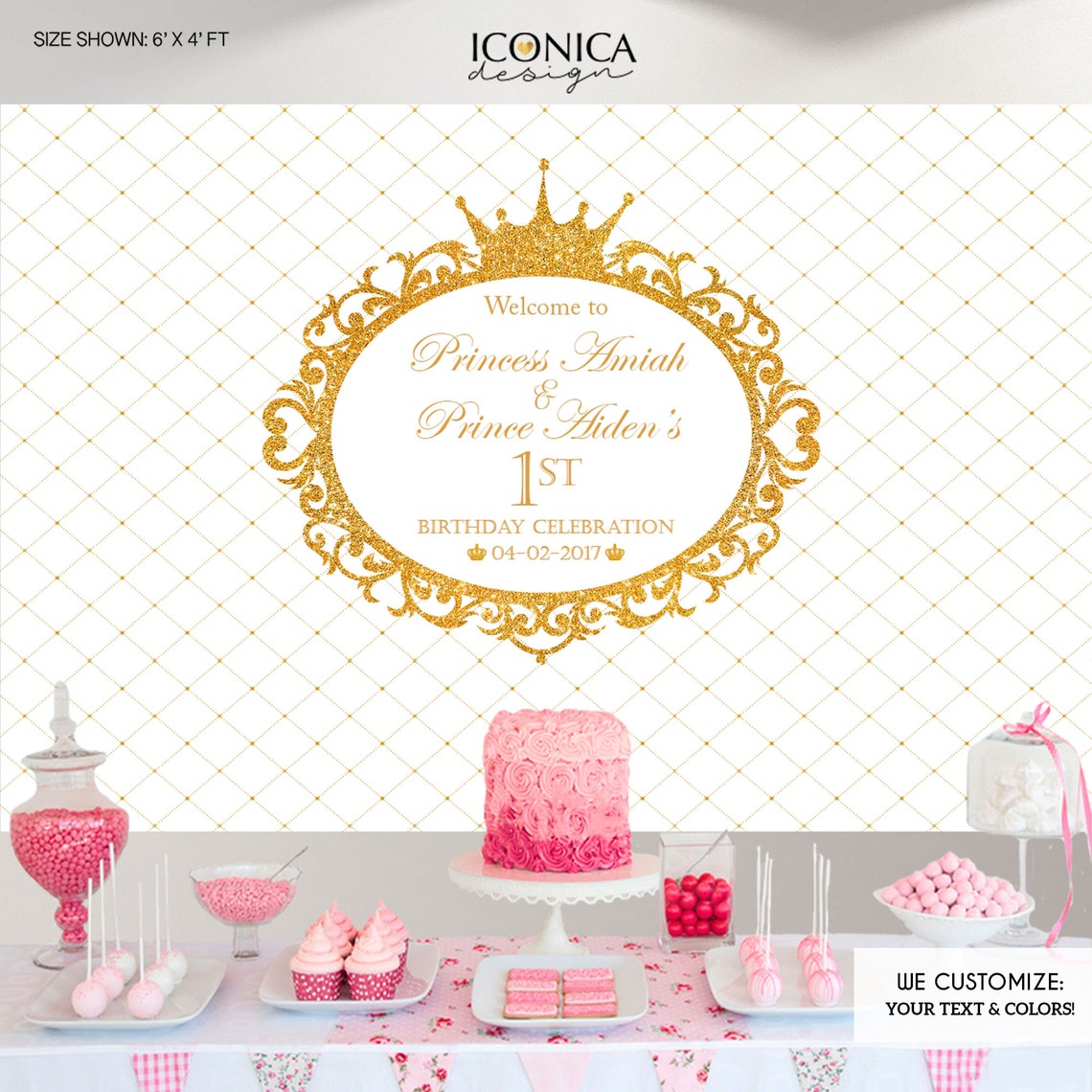 Princess Birthday Party Backdrop Royal Party Backdrop White | Etsy