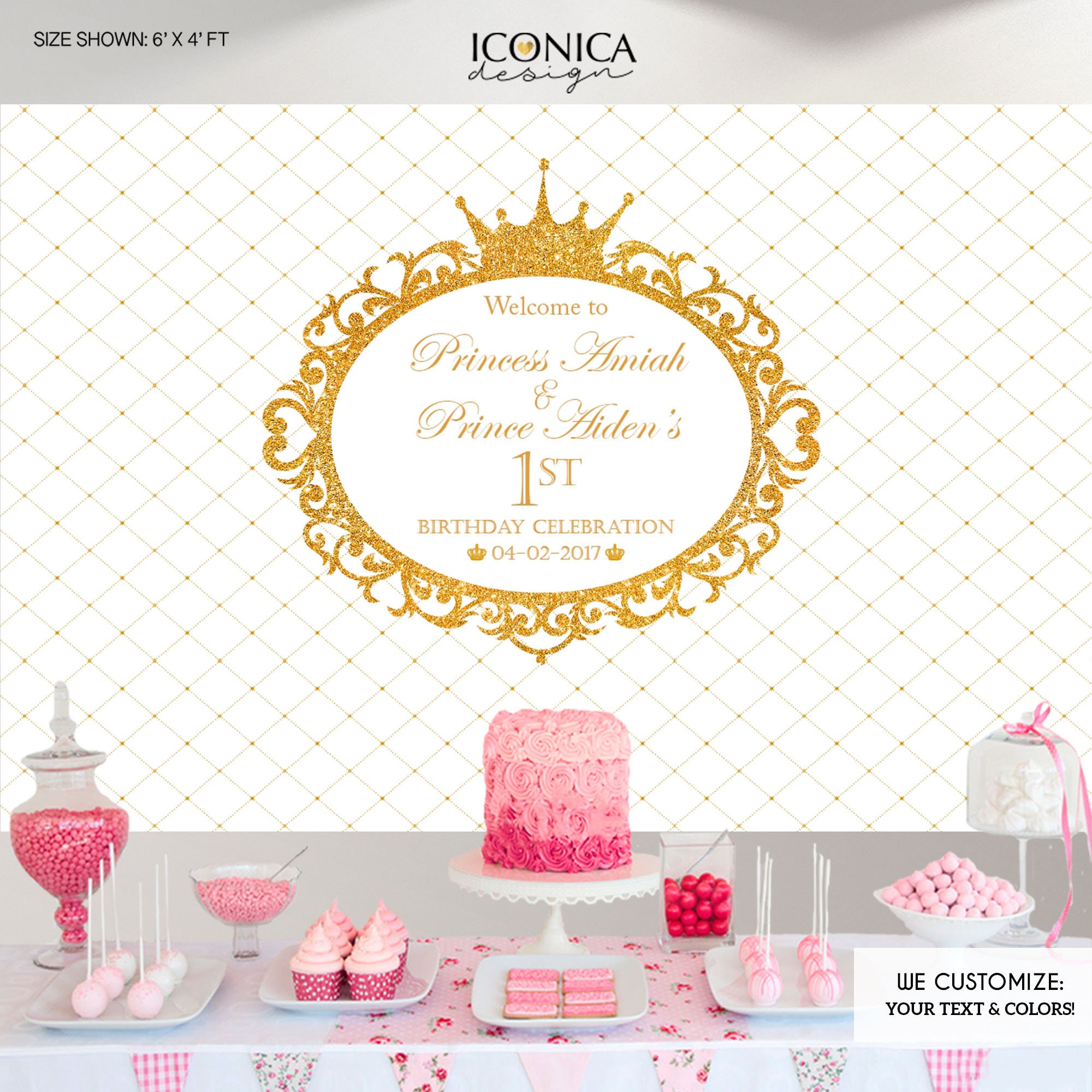 Stationery Princess Photo Backdrop Princess Personalized Photo Backdrop ...