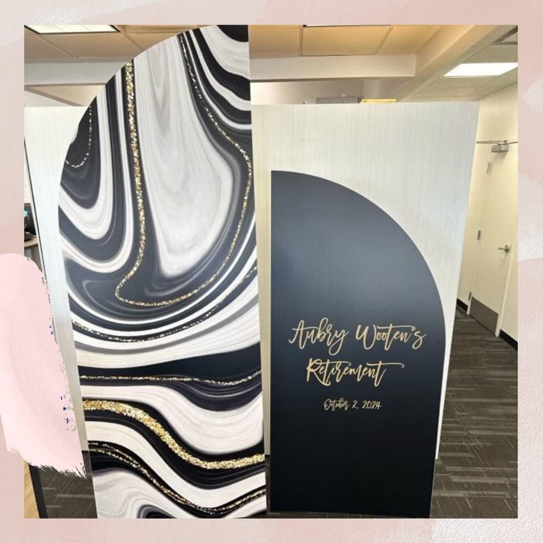 Arch Signs Large Retirement Party Gold and Black Marbled Arched Panel ...
