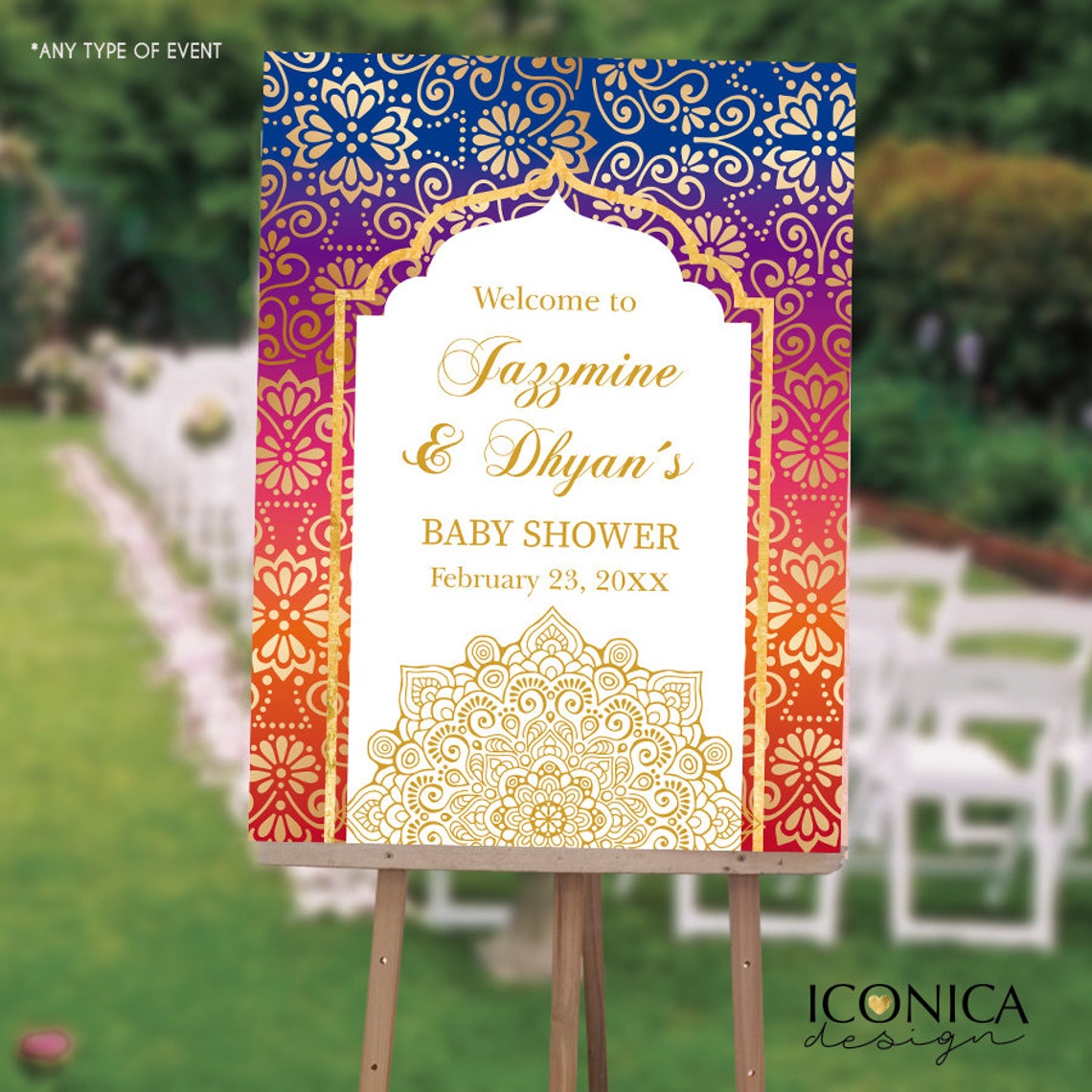 Moroccan Welcome Sign, Arabian Nights Theme, Personalized Event Decor ...