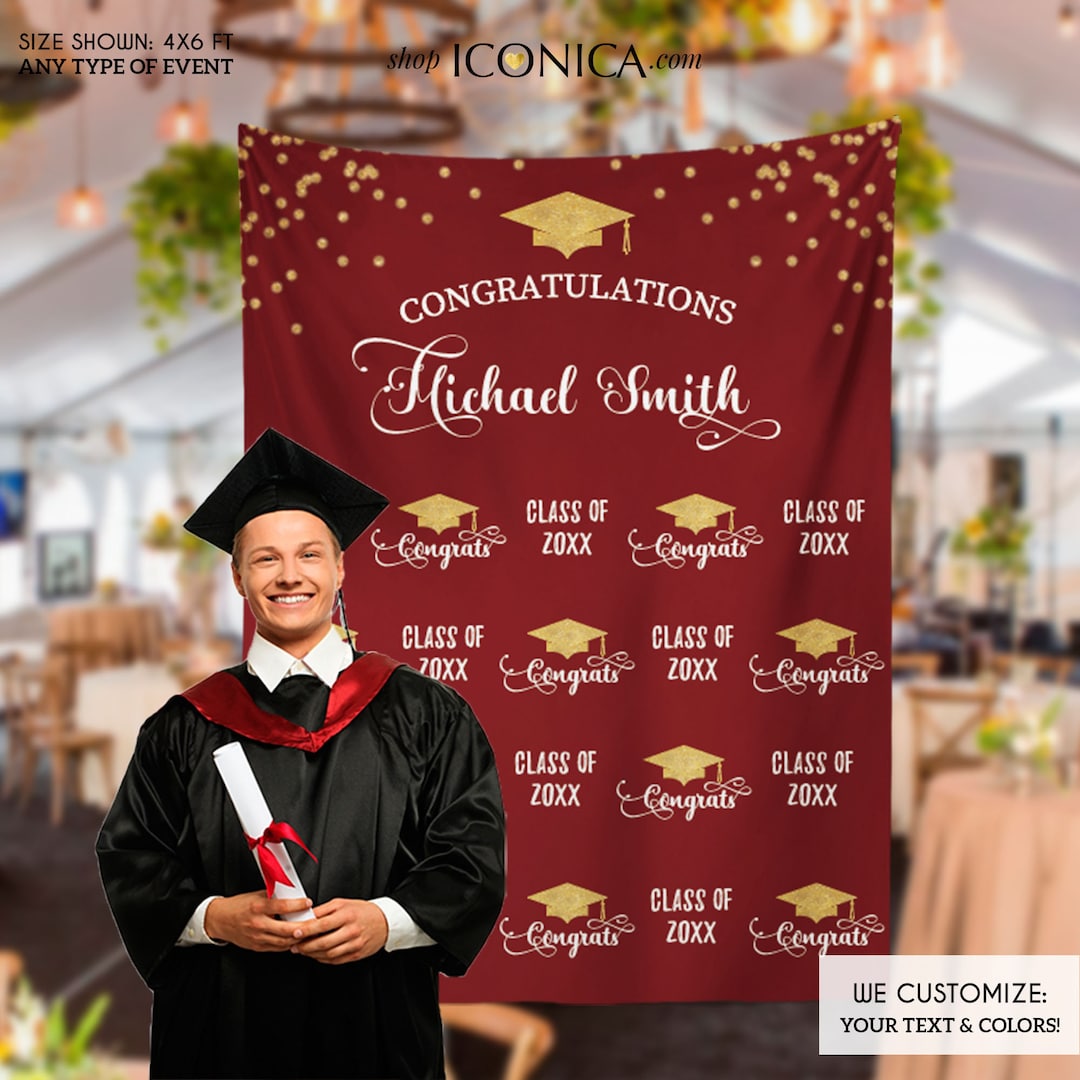 Graduation Party Photo Booth Backdrop, Virtual Graduation, Step and ...