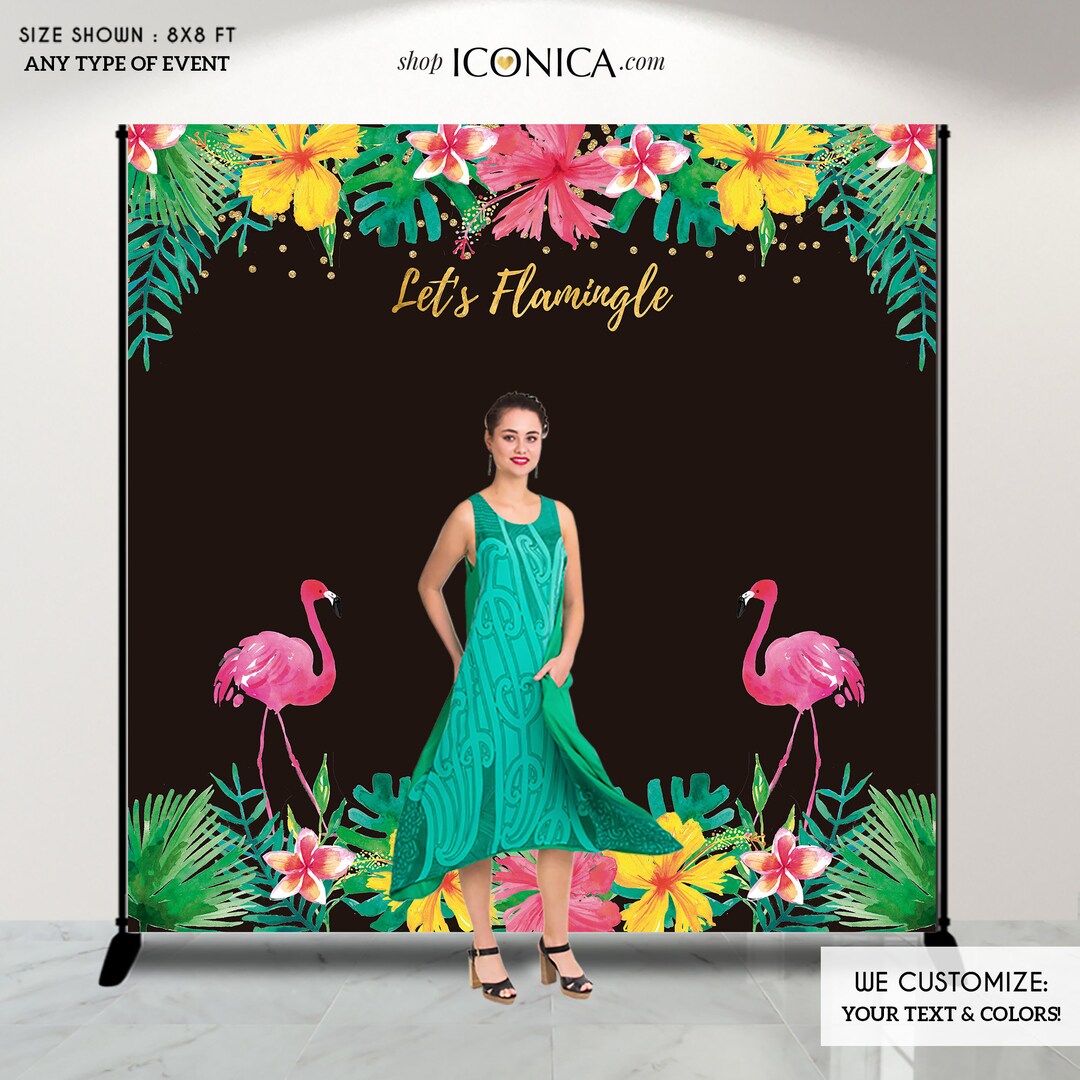 Flamingo Party Backdrop,luau Photo Booth Backdrop,let's Flamingle, Tiki ...