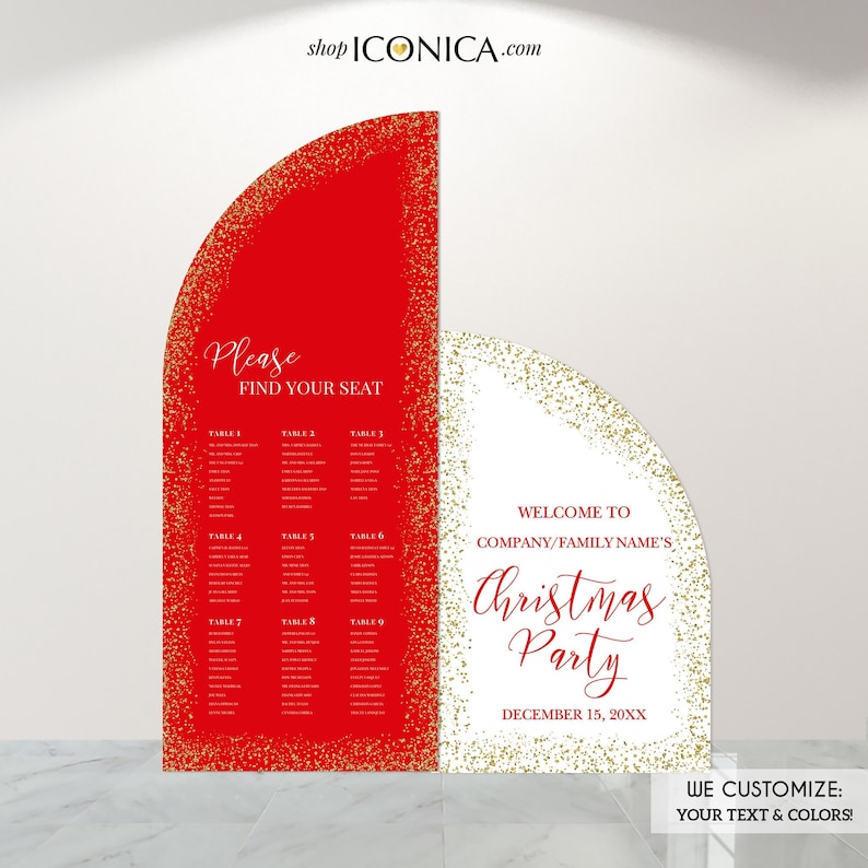 Custom Arch Seating Chart, Christmas Party, Wedding Welcome Sign - Etsy