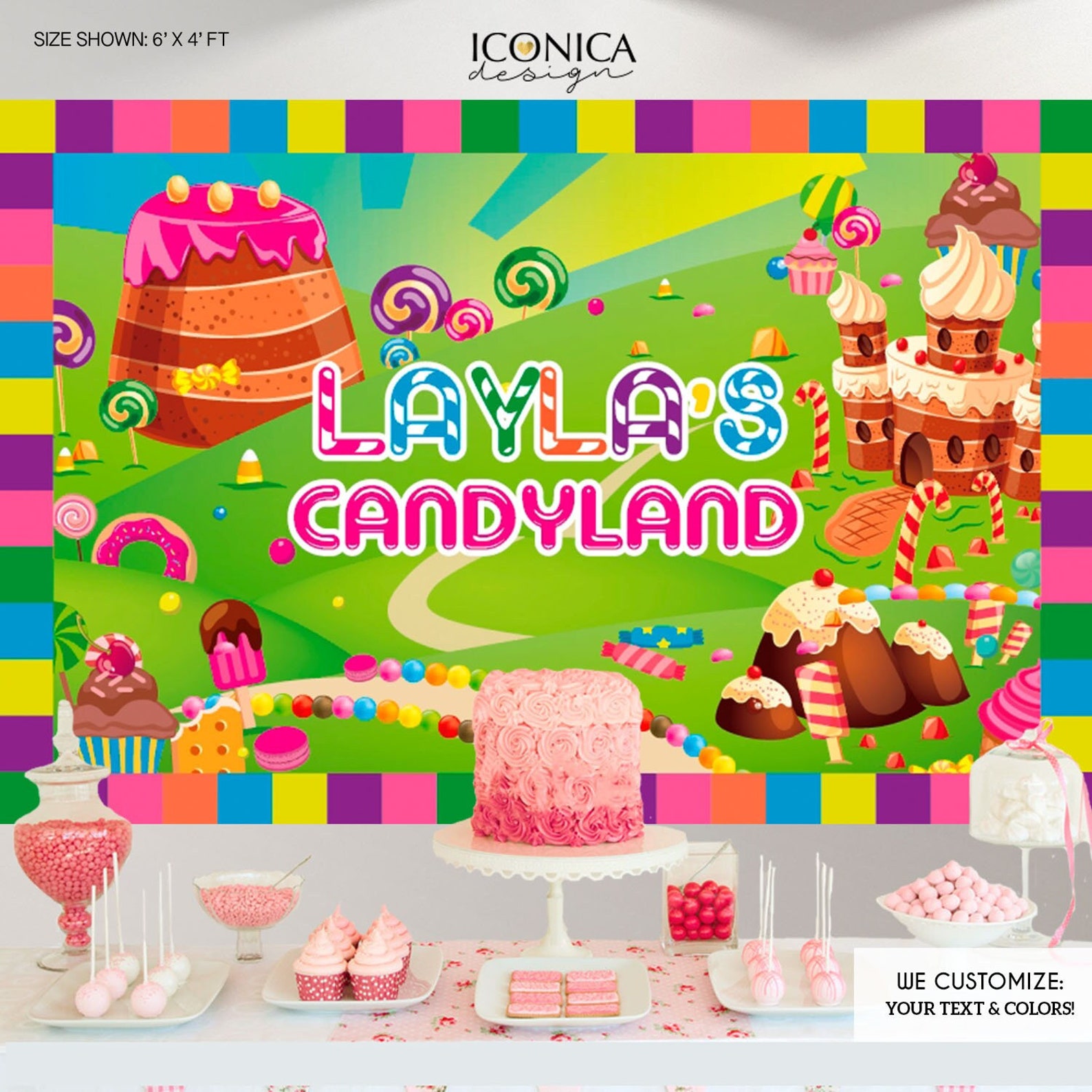 Personalized Candyland Birthday Backdrop, Candyshop Party Banner - Etsy