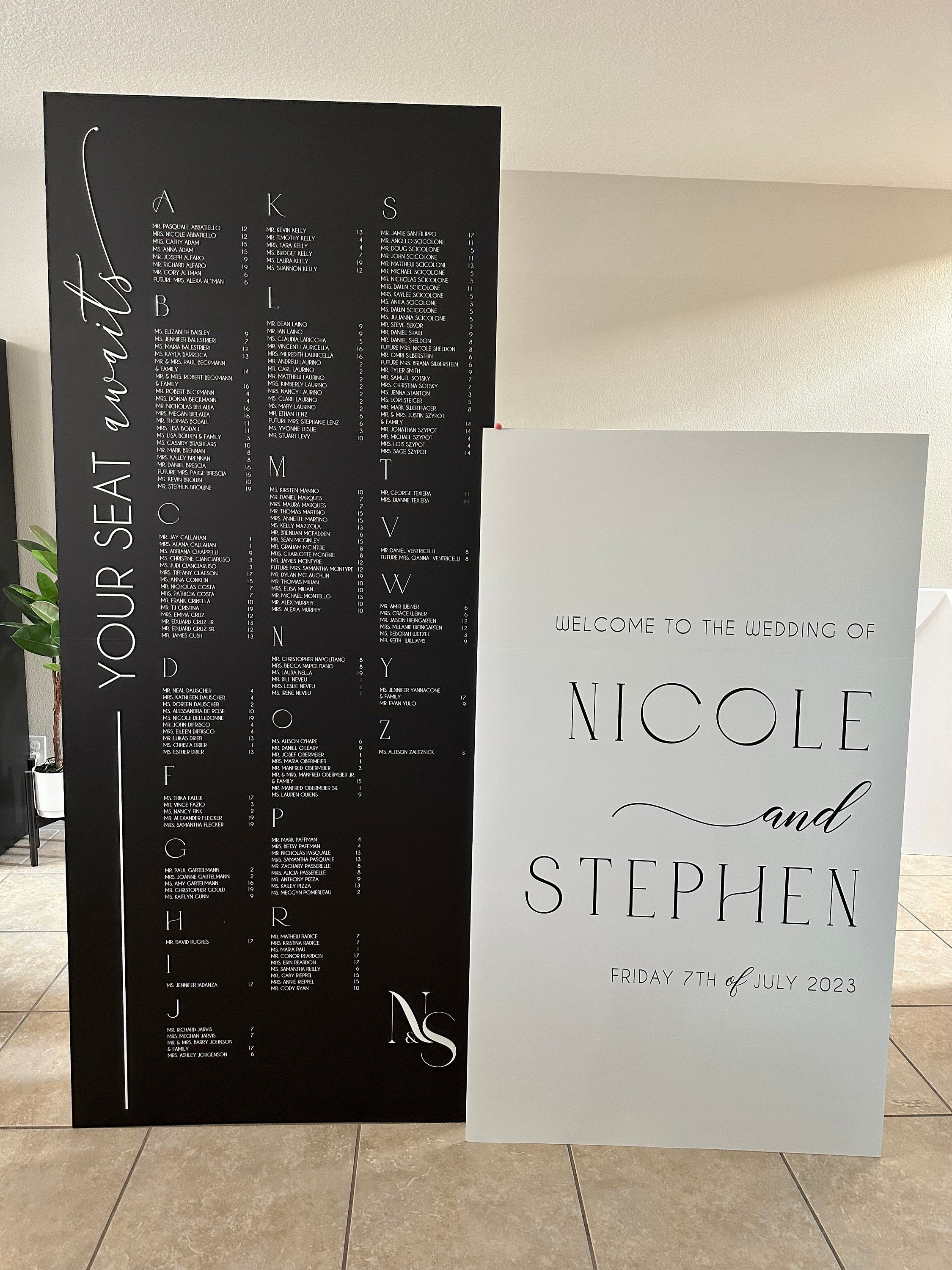 Wedding Seating Chart and Welcome Sign Large Custom Signs Self-standing ...