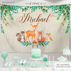 Woodland Banner Personalized, Forest Baby Shower, Woodland 1st Birthday ...